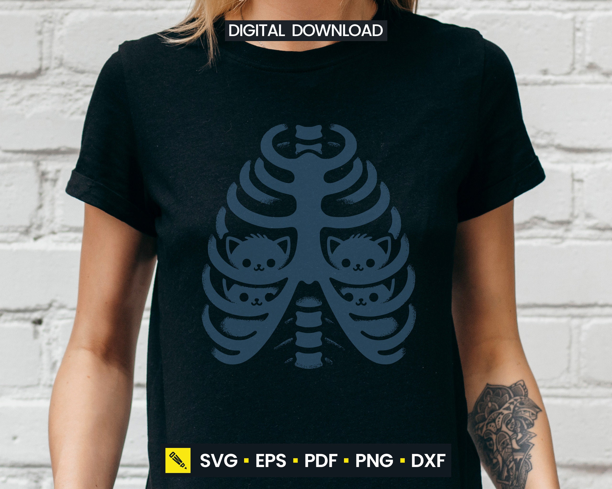 Cat Lover SVG | Skeleton Rib Cage With Cats | Cute Kittens Inside Rib ...