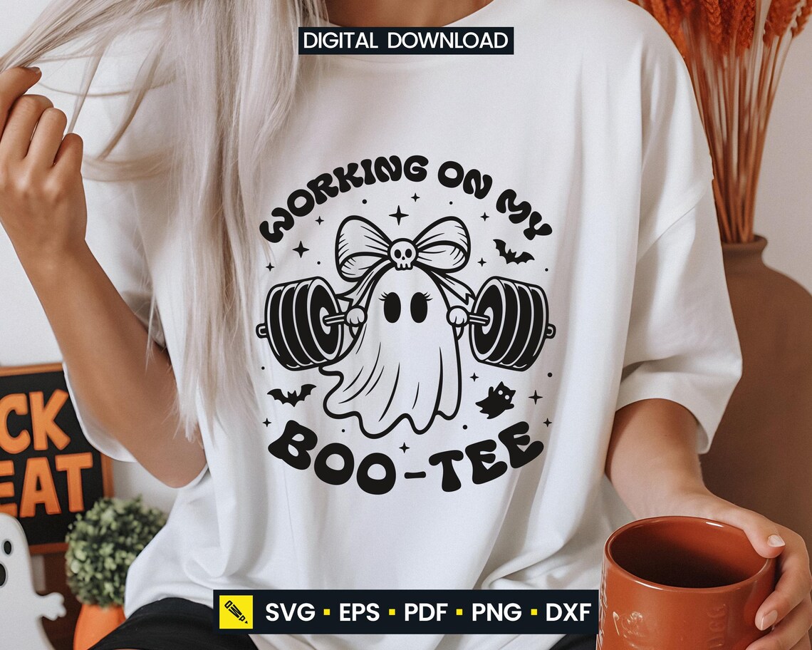 Funny Halloween Workout Ghost SVG: Gym Fitness Clipart (digital ...