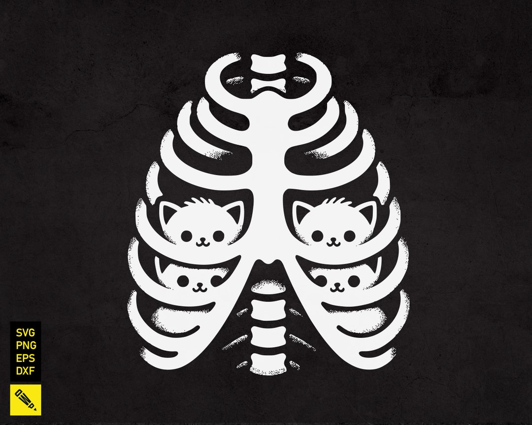 Cat Lover SVG | Skeleton Rib Cage With Cats | Cute Kittens Inside Rib ...