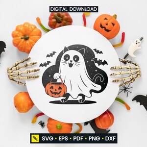 Halloween Cat Ghost SVG | Cute Ghost & Cat Lover Svg | Trick or Treat ...