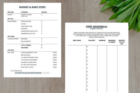Dave Ramsey Worksheet Mini Finance Printables, Monthly Budgeting,