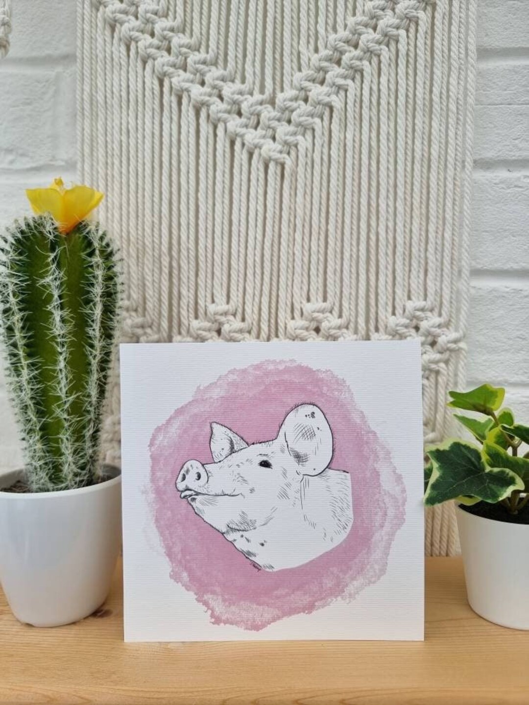 Pig Greeting Card Line Art blank for Own Message/any Occasion/birthday ...