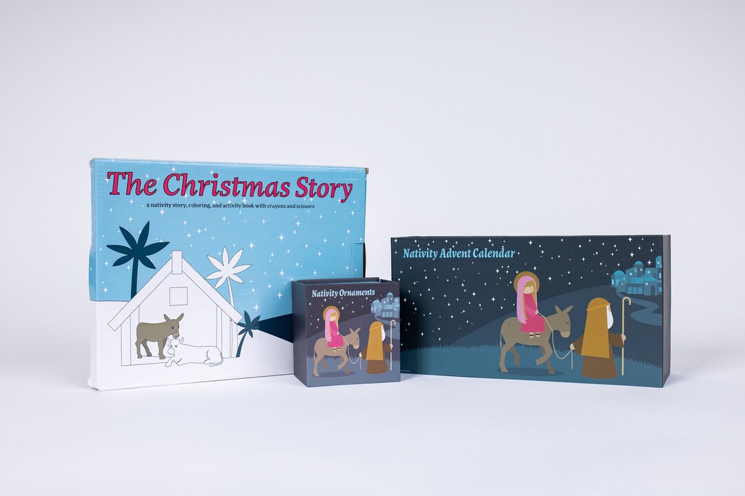 Bundle Nativity Advent Calendar Kit Ornaments And Coloring Book Set
