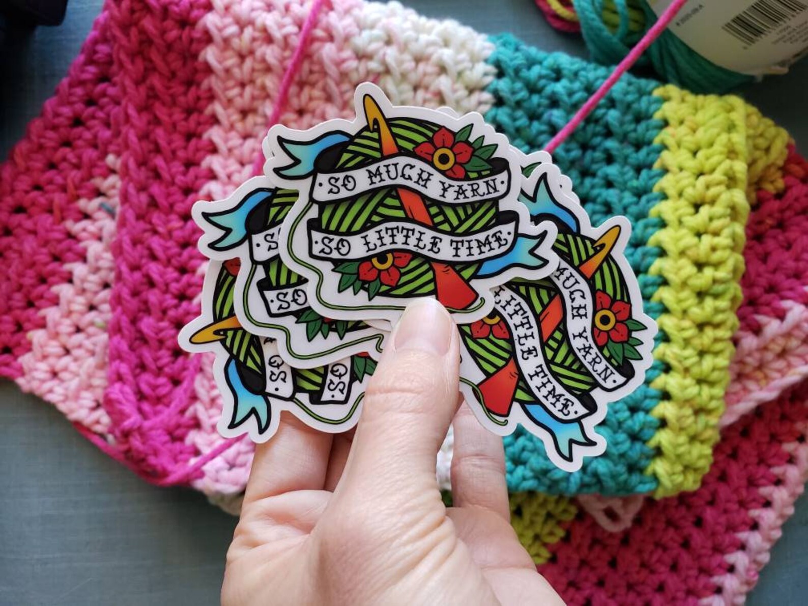 So Much Yarn Vinyl Sticker Crocheter Gift Crocheting and | Etsy