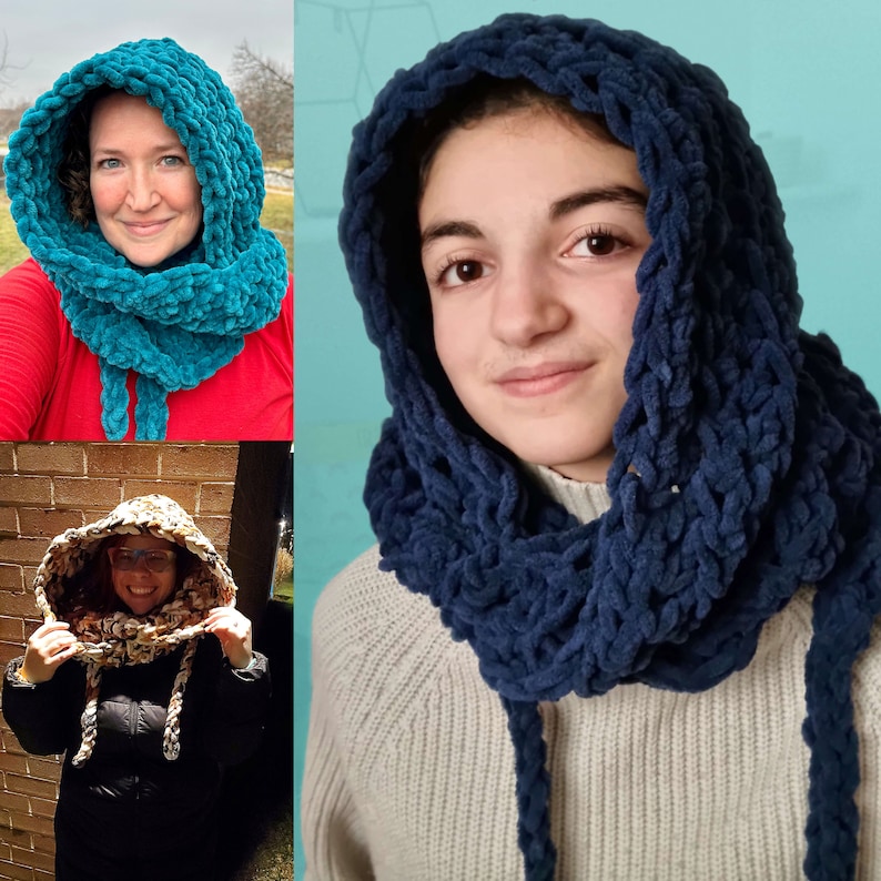 Super Simple Crochet Hooded Scarf Pattern Beginner Friendly - Etsy