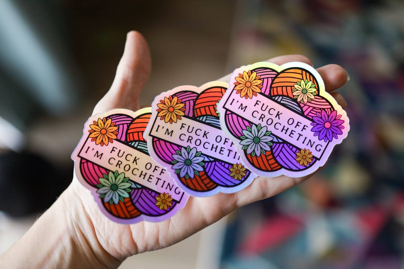 Funny Crochet Vinyl Holographic Sticker Crocheter Joke Gift | Etsy