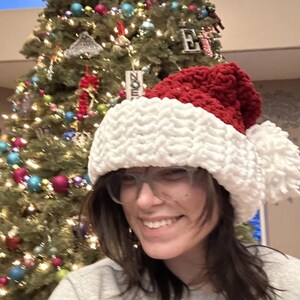 Jumbo Santa Hat Crochet Pattern, Super Chunky XL Ribbed Christmas Hat ...