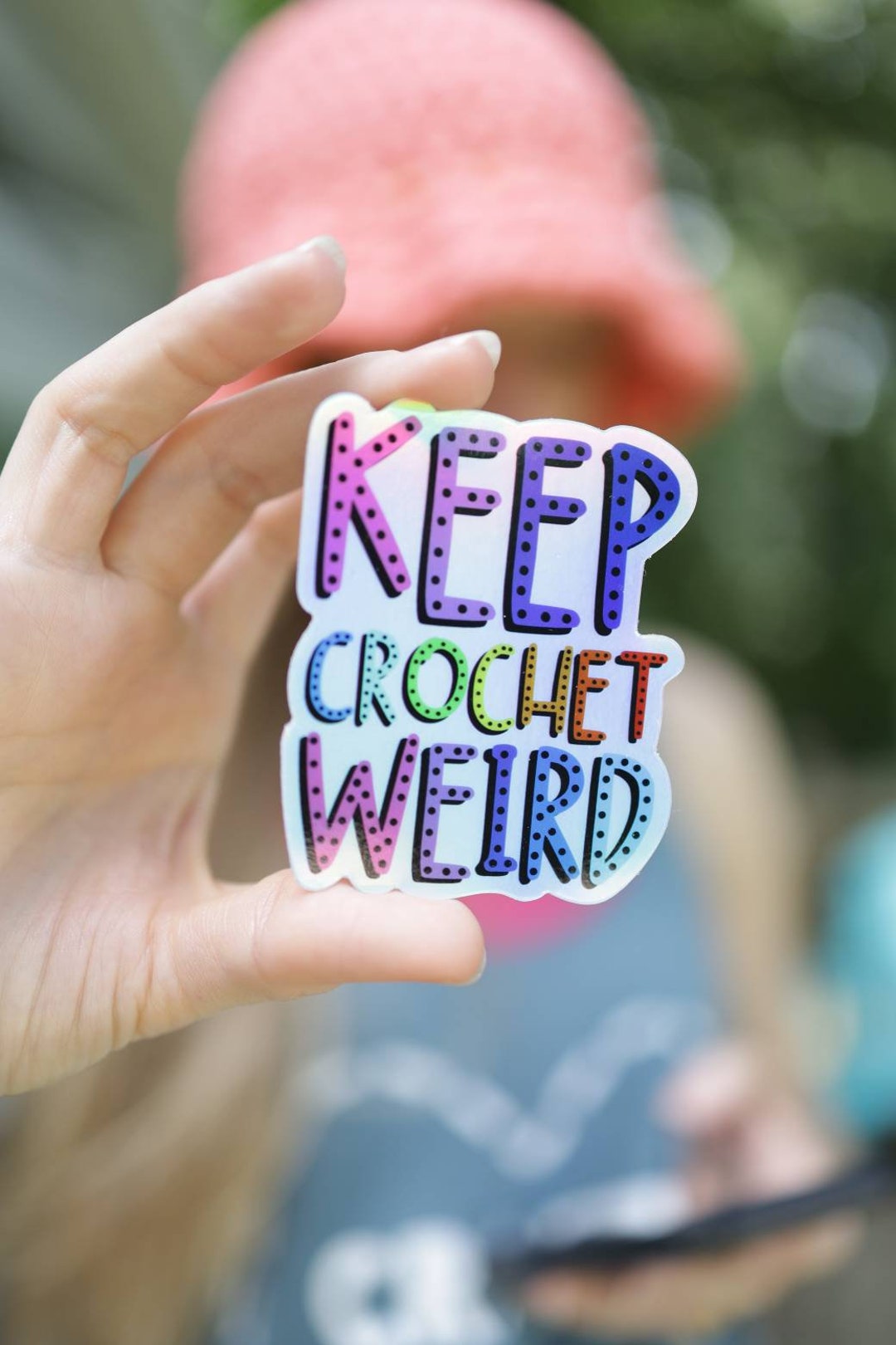 Funny Crochet Vinyl Holographic Sticker, Crochet Life Laptop Stickers ...