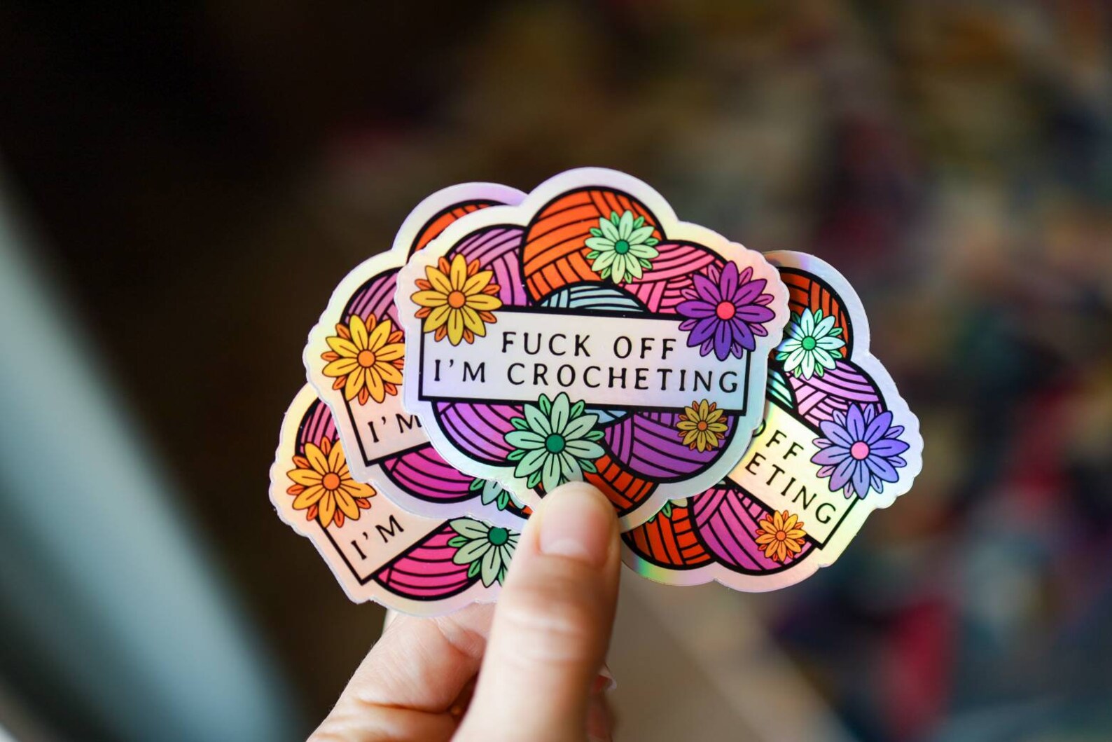 Funny Crochet Vinyl Holographic Sticker, Crocheter Joke Gift, Crochet ...