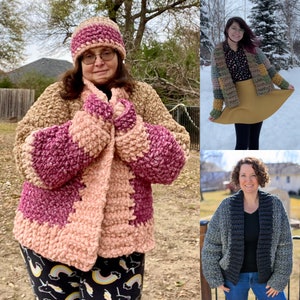 Chunky Crochet Cardigan Pattern, Simple Plus Size Inclusive, Beginner ...