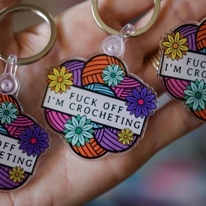 Funny Crochet Acrylic Keychains, Crocheter Joke Gift, Crochet Life ...