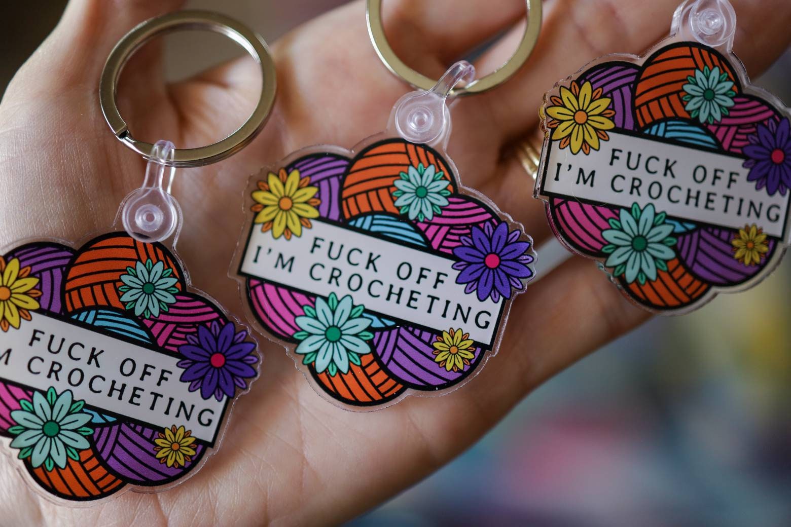 Funny Crochet Acrylic Keychains Crocheter Joke Gift | Etsy