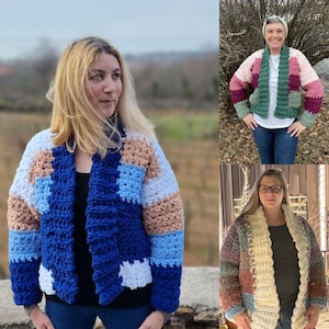Chunky Crochet Cardigan Pattern, Simple Plus Size Inclusive, Beginner ...