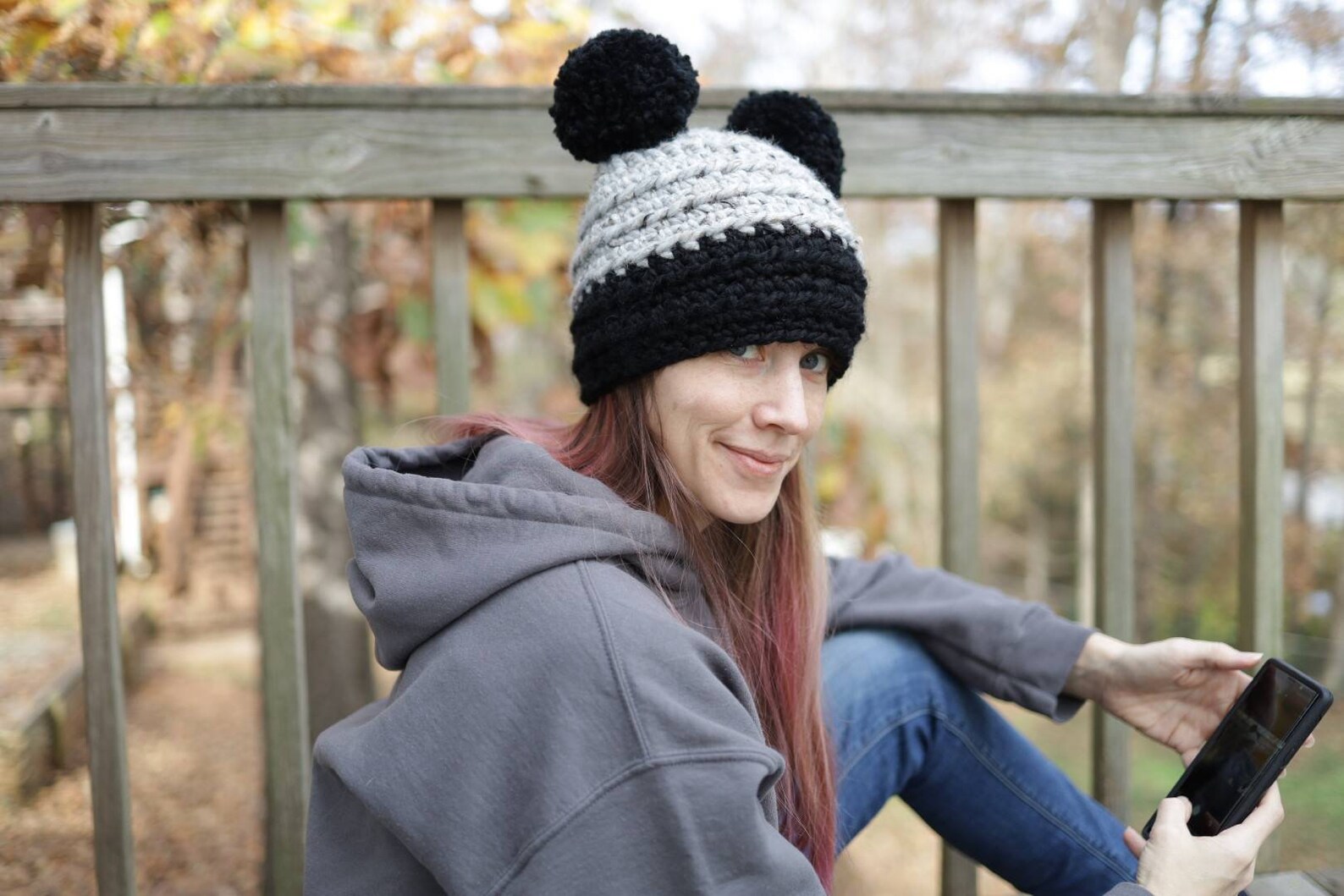 Chunky Panda Hat Crochet Pattern Chunky Double Pom Beanie - Etsy