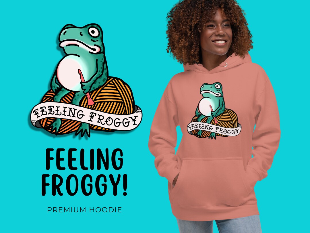 Feeling Froggy Crochet Tattoo Design Unisex Hoodie, Funny Gift for ...