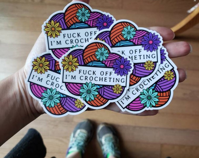 Funny Crochet Vinyl Sticker, Crocheter Joke Gift, Crochet Life Hooker ...