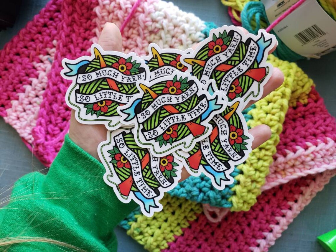 So Much Yarn Vinyl Sticker Crocheter Gift Crocheting and | Etsy
