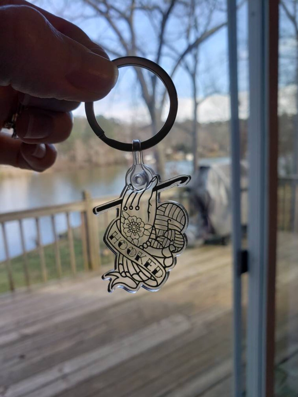 Funny Crochet Acrylic Keychains Crocheter Life Gift Hooked - Etsy