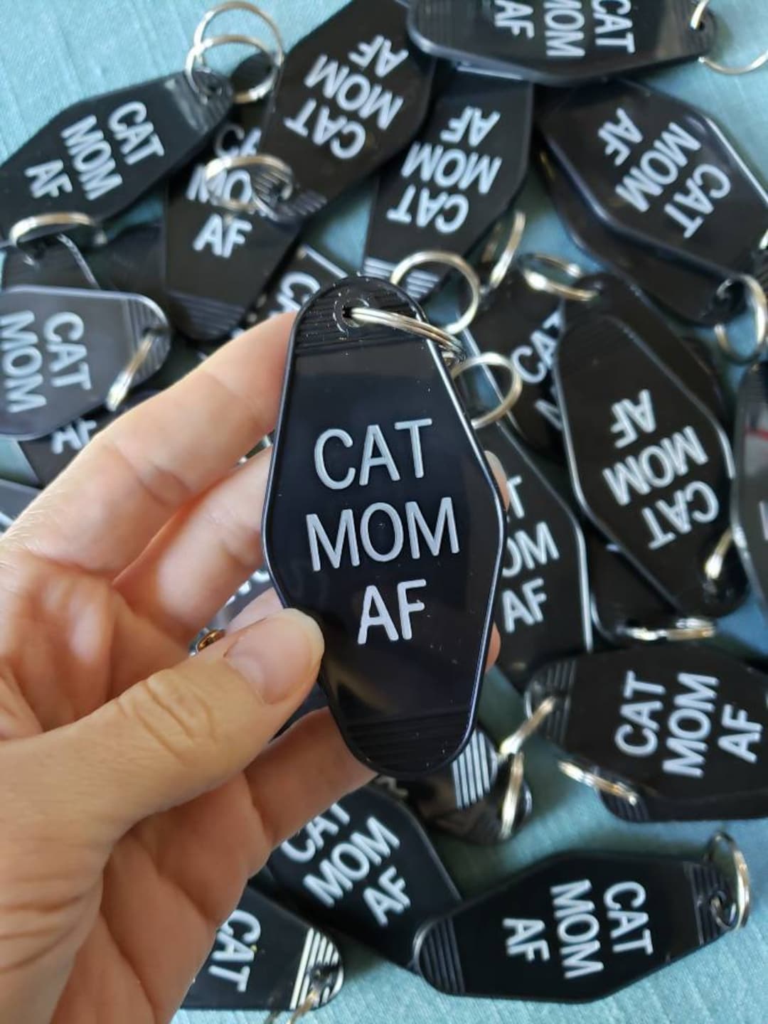 Cat Mom Keychain, Cat Lady, Funny Cat Mom Keytag, Cat Mom Af Hotel Key ...