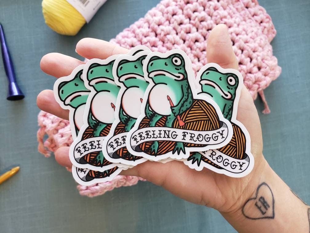 Feeling Froggy Crochet Vinyl Sticker Crocheter Gift - Etsy