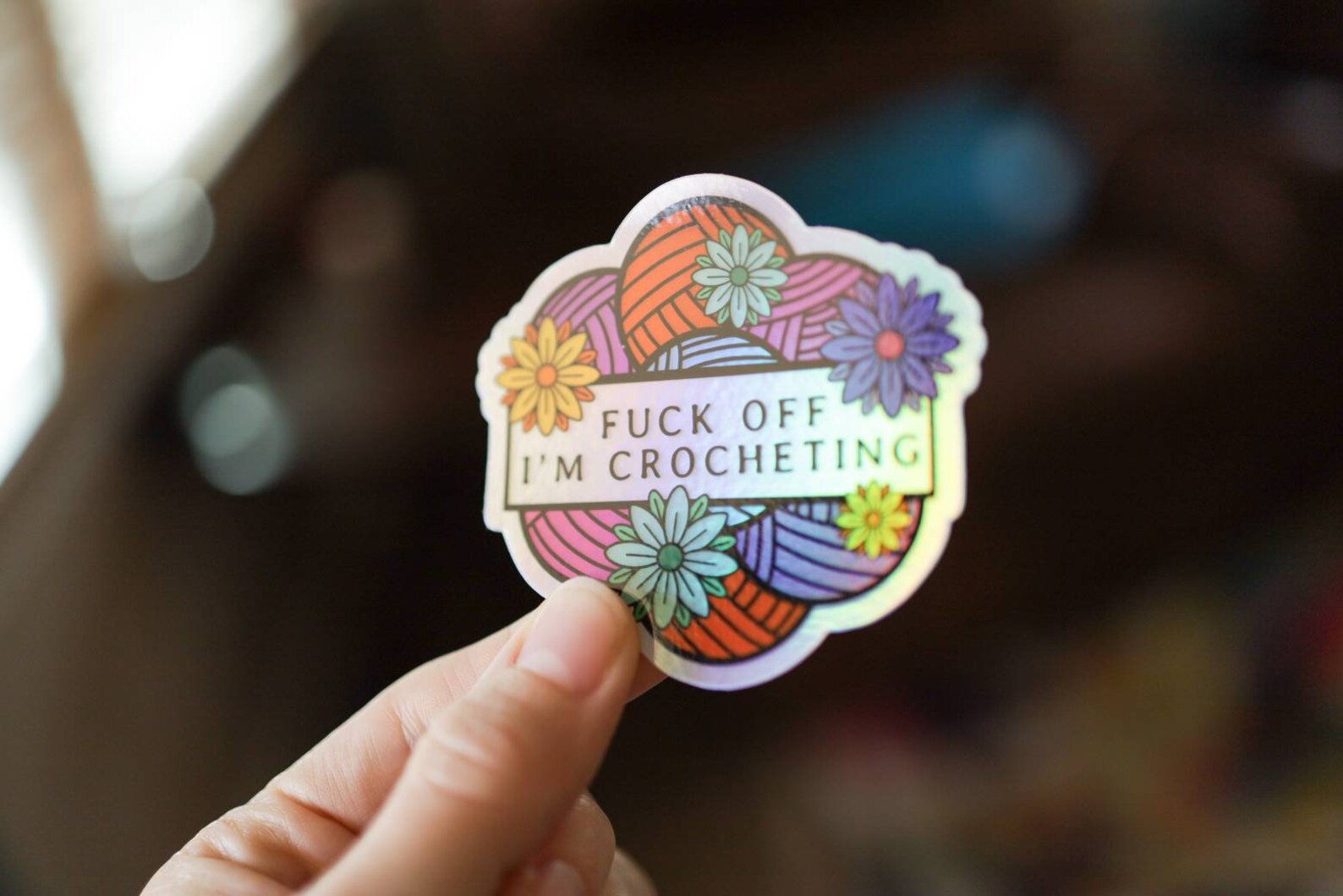 Funny Crochet Vinyl Holographic Sticker Crocheter Joke Gift | Etsy