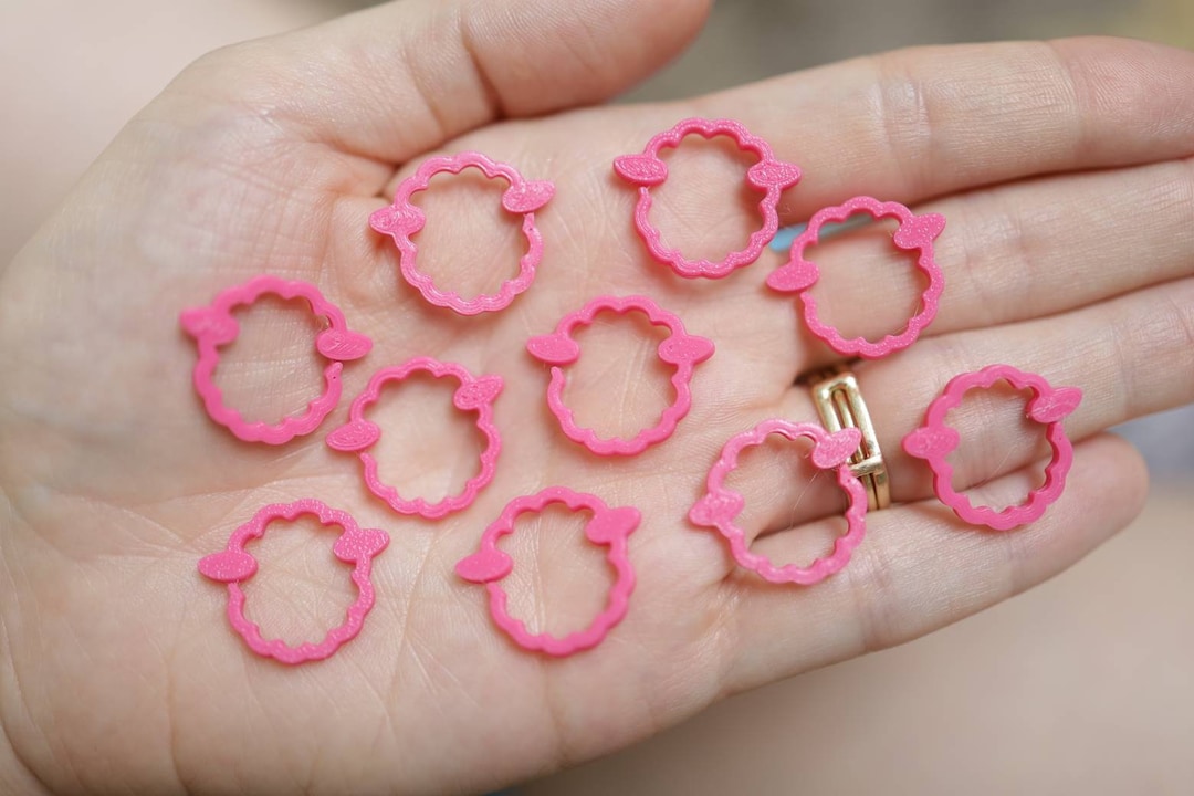 10 Pack Crochet Hot Pink Sheep Jumbo Plastic Stitch Markers, 3D Printed ...