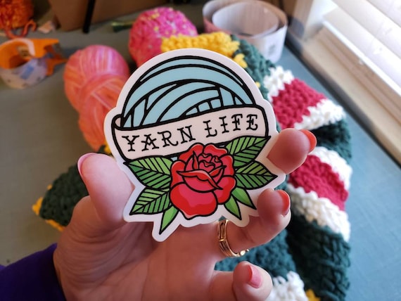 Yarn Life Tattoo Vinyl Sticker Crocheter Gift Crocheting and - Etsy