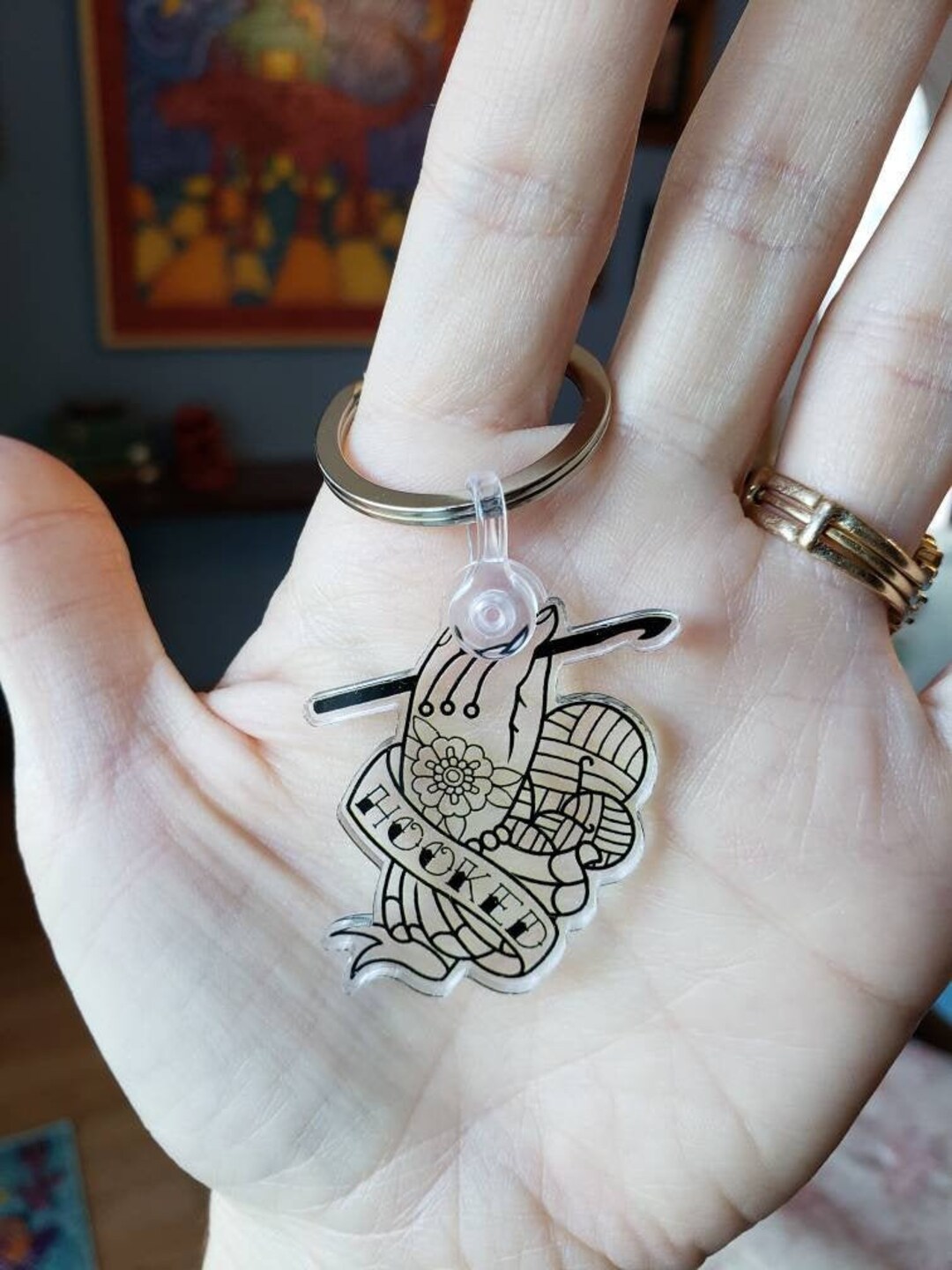 Funny Crochet Acrylic Keychains, Crocheter Life Gift, Hooked Tattoo ...