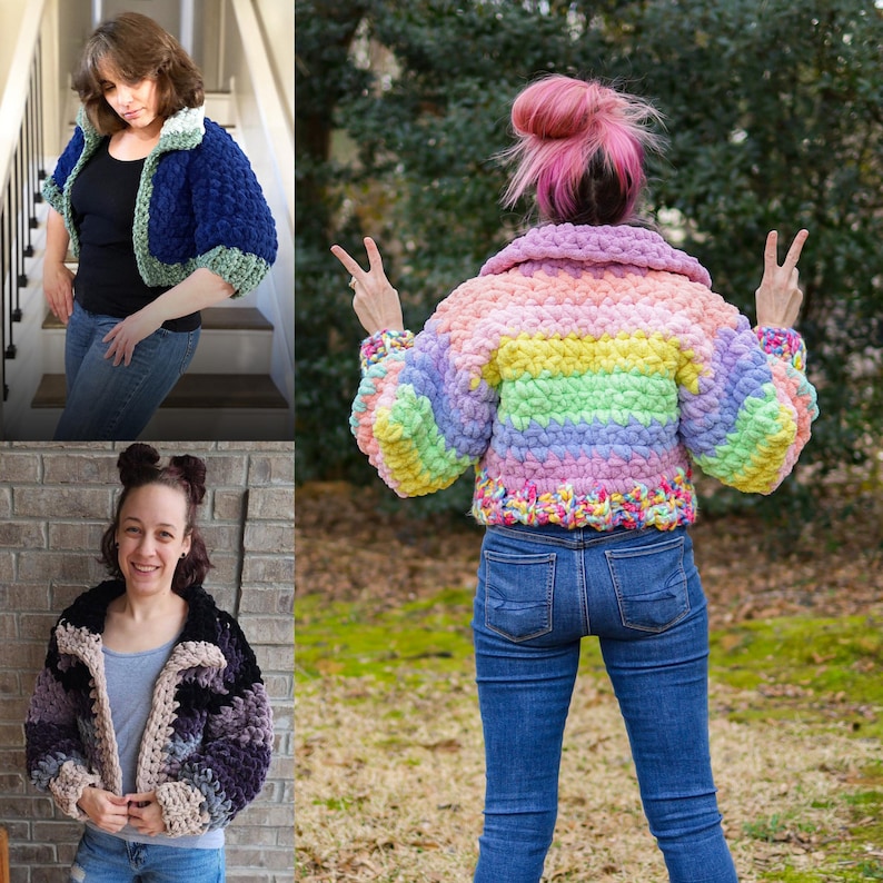 Simple SUPER Chunky Crochet Bomber Jacket Pattern, Size Inclusive ...