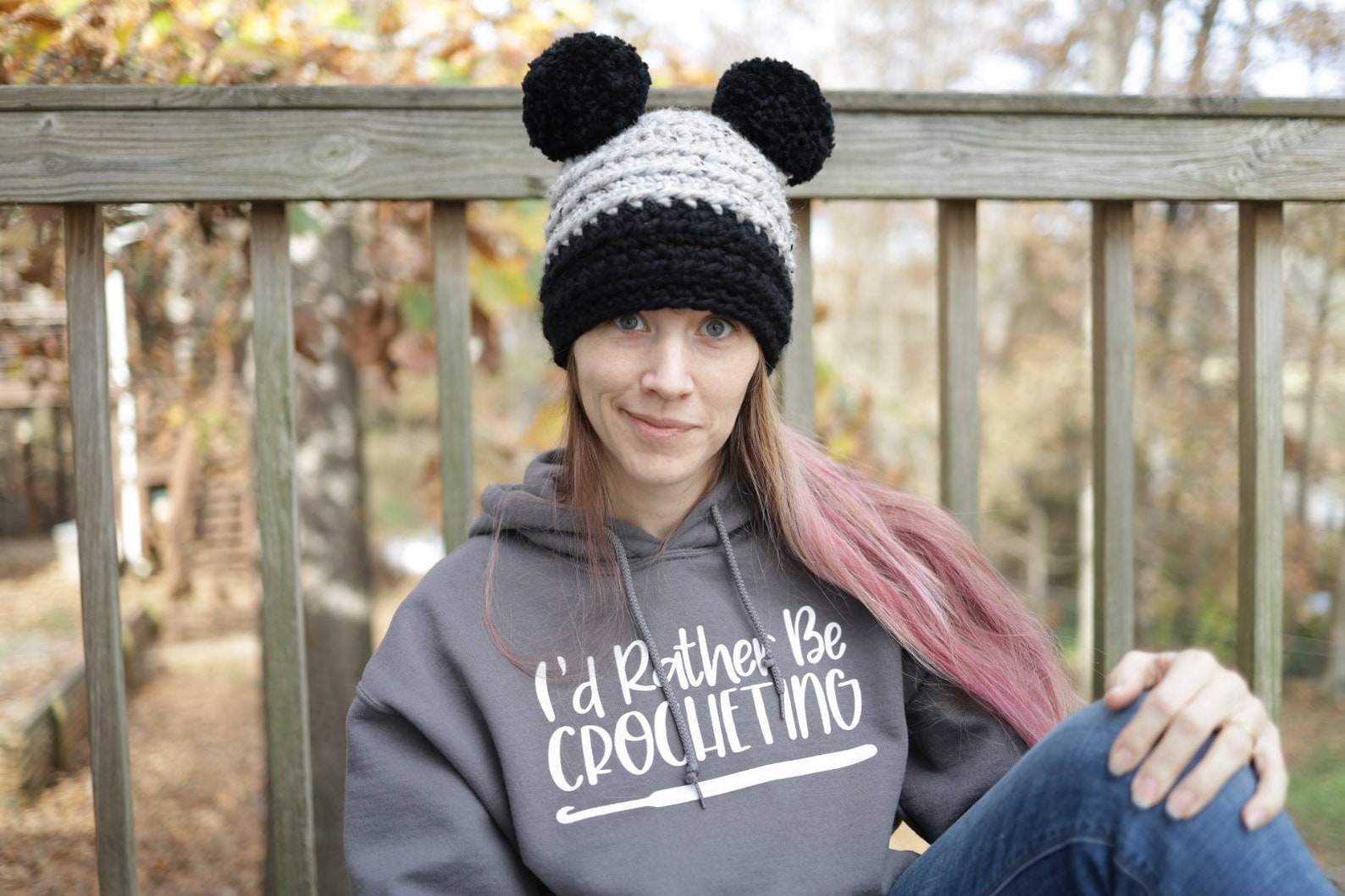 Chunky Panda Hat Crochet Pattern Chunky Double Pom Beanie - Etsy