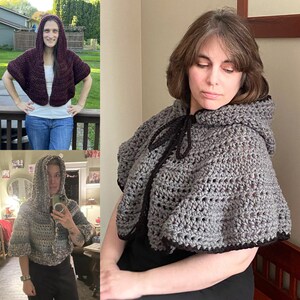 Chunky Hooded Capelet Crochet Pattern, Simple Oversized Cape, Red ...