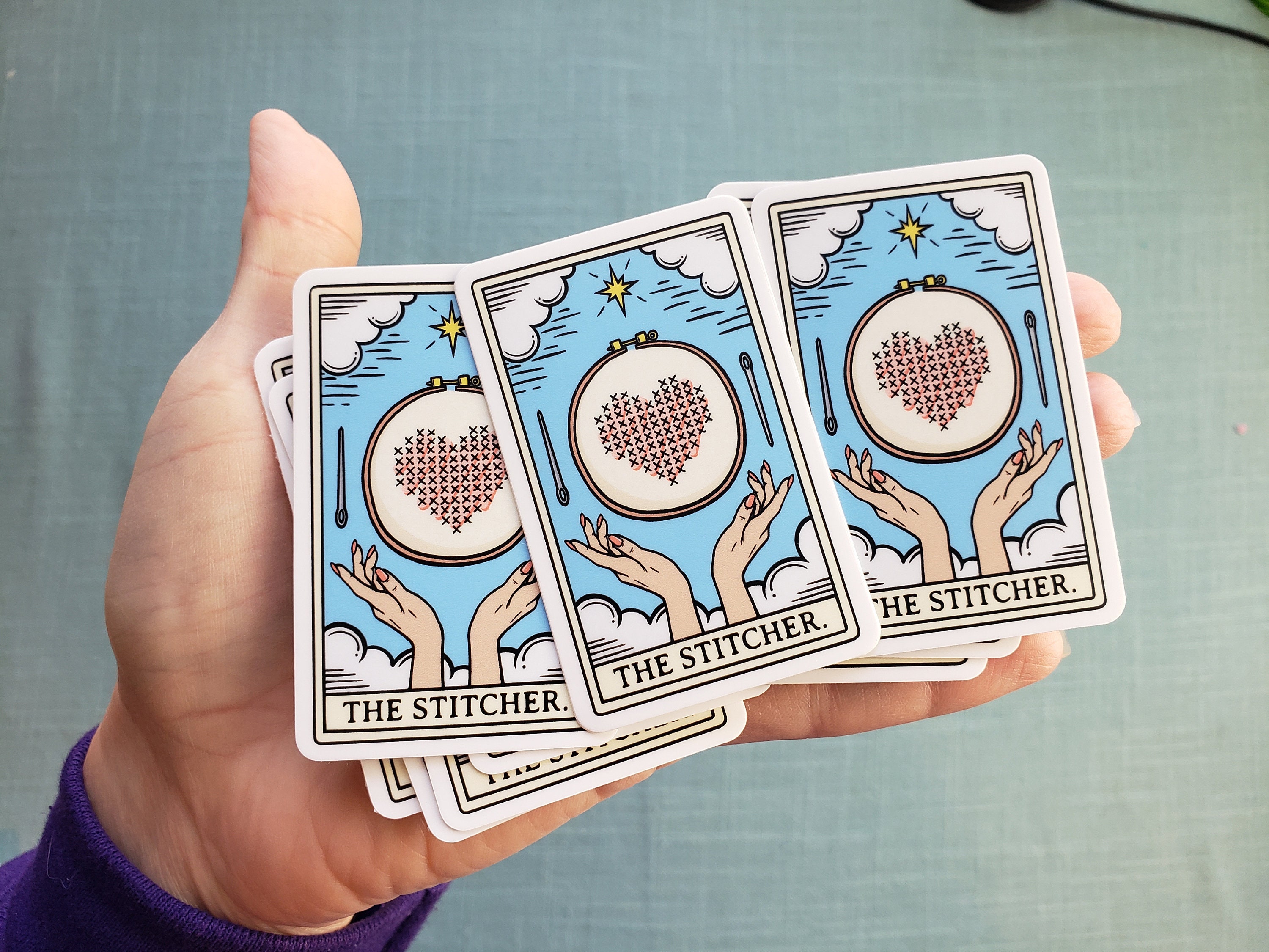 The Stitcher Tarot Card Vinyl Sticker, Funny Yarn Fiber Sticker ...