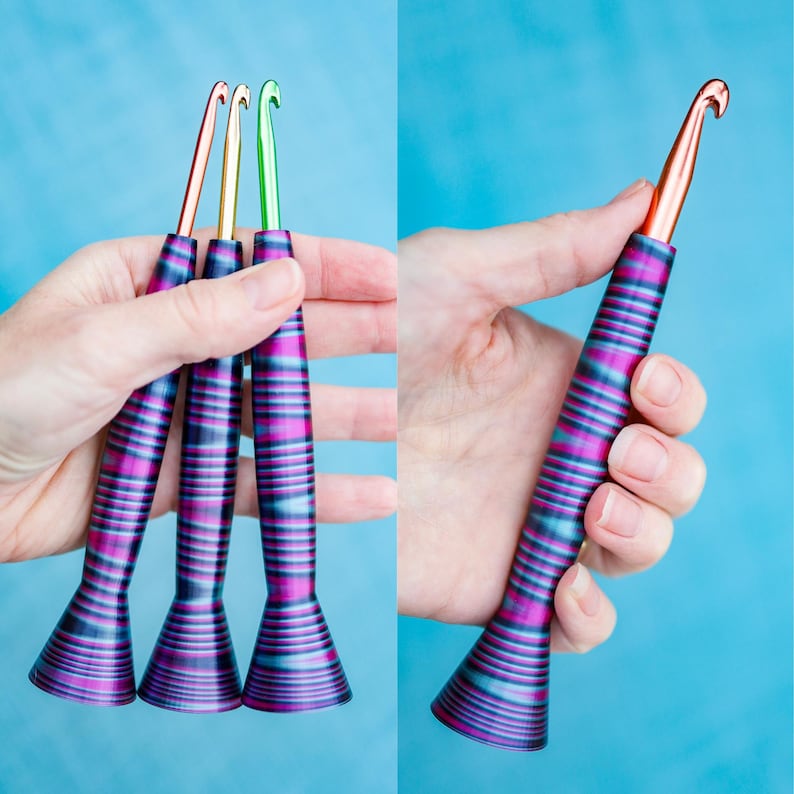 Ergonomic Northern Lights Crochet Hooks, 3D Printed Hybrid Crochet Hook ...