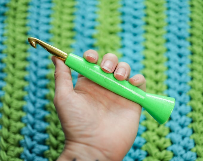 10mm Ergonomic Crochet Hook, 3D Printed Hybrid Tapered Style Metal ...