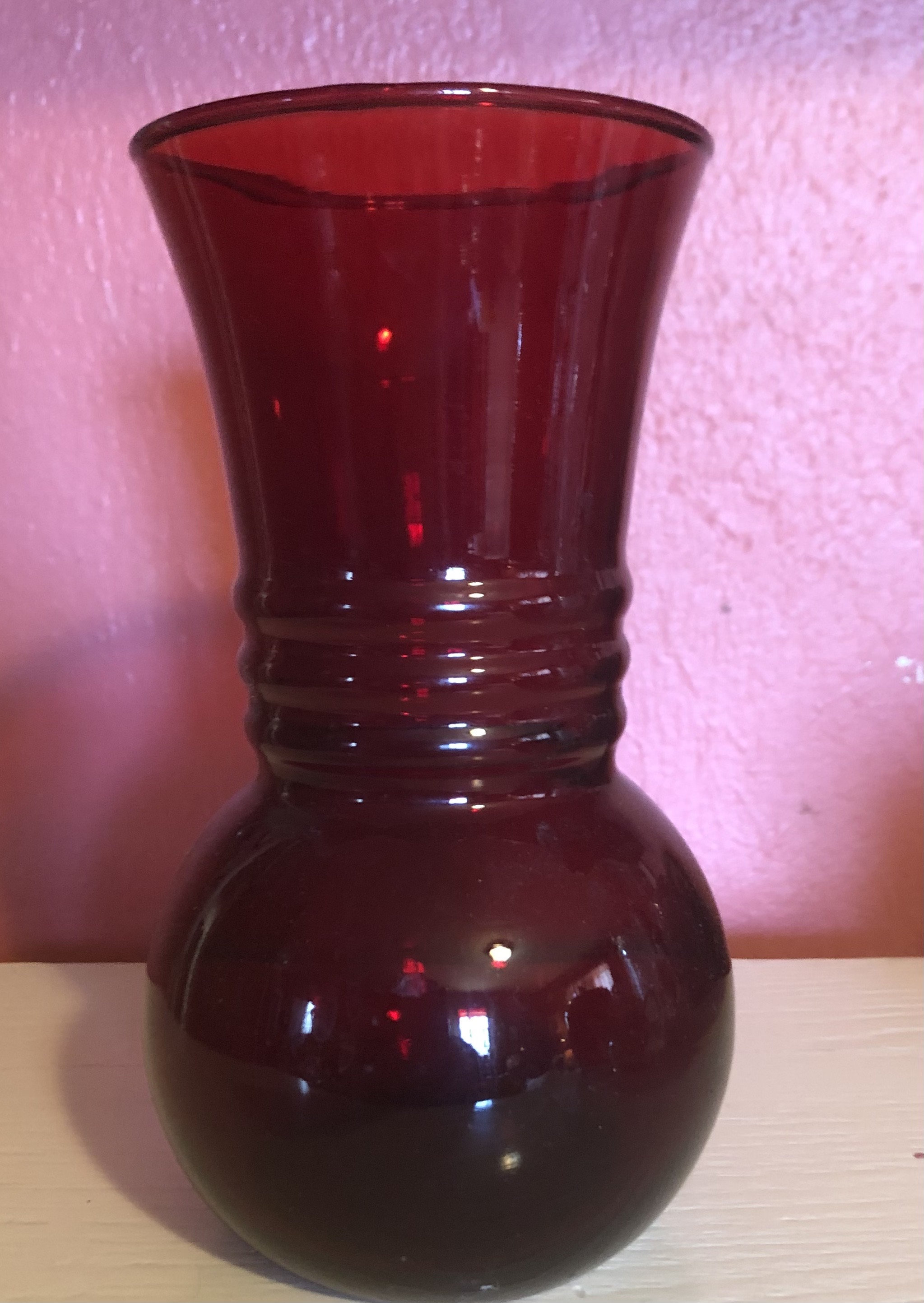 Vintage Mid Century Ruby Red Vase - Etsy
