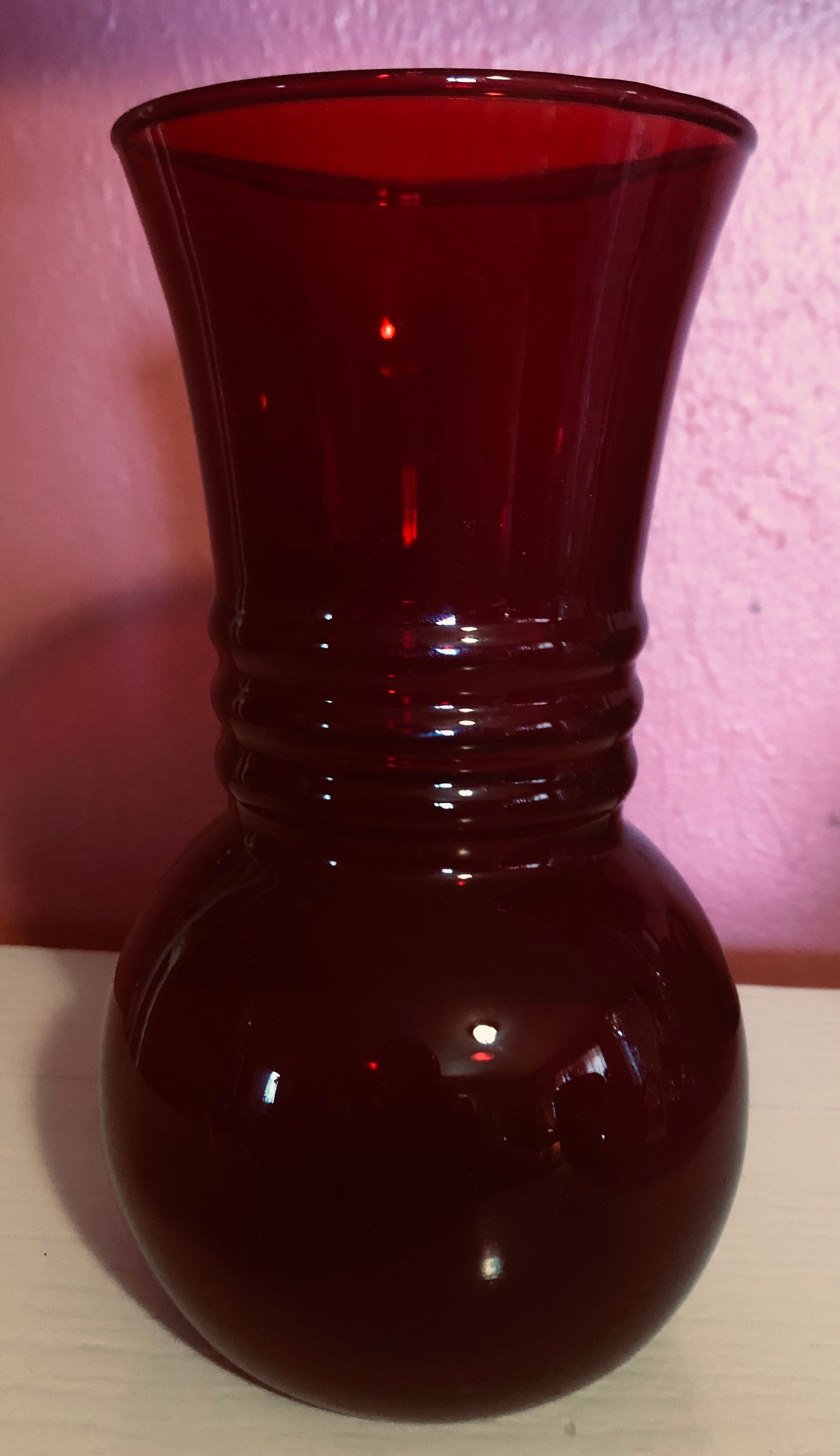 Vintage Mid Century Ruby Red Vase - Etsy