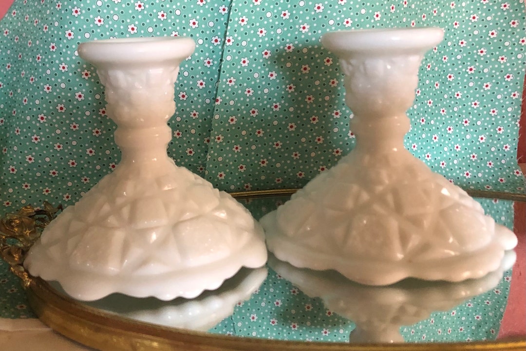 Westmorland Glass Milk Glass Candlesticks - Etsy