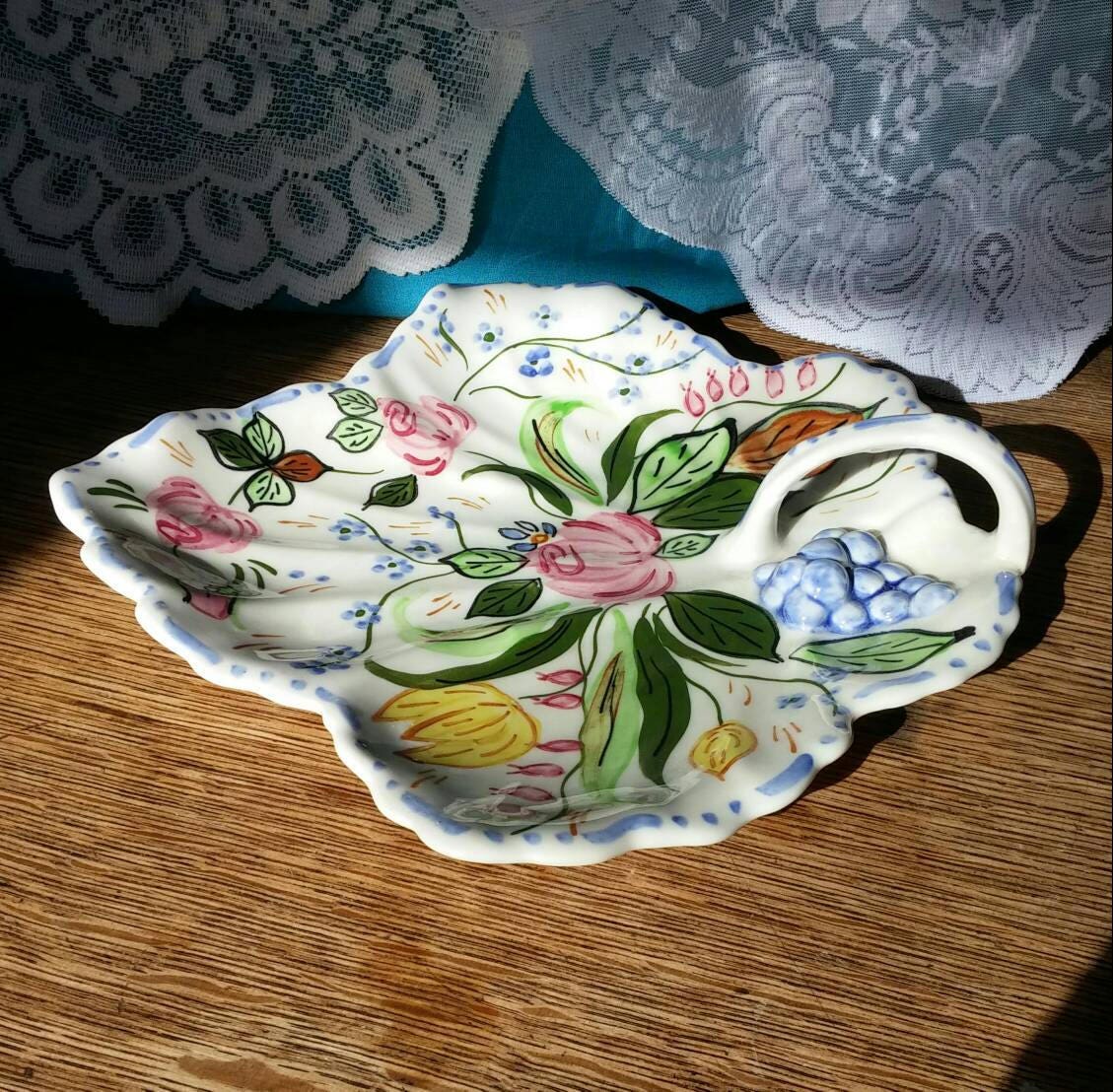 Blue Ridge Potteries Relish Dish, Nova Rose Pattern. - Etsy