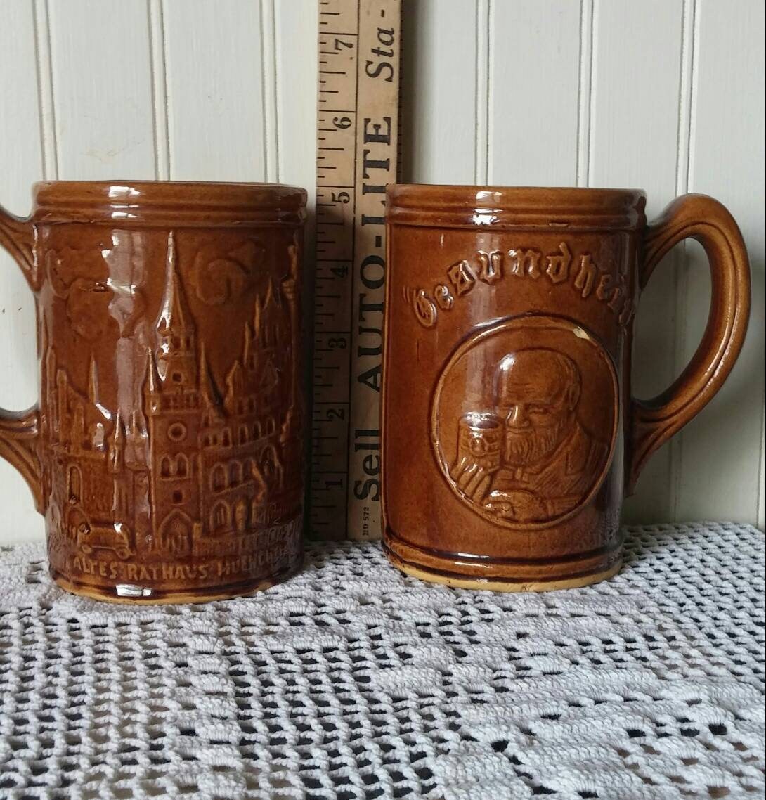 Pair of German Stoneware Beer Mugs 1930's - Etsy