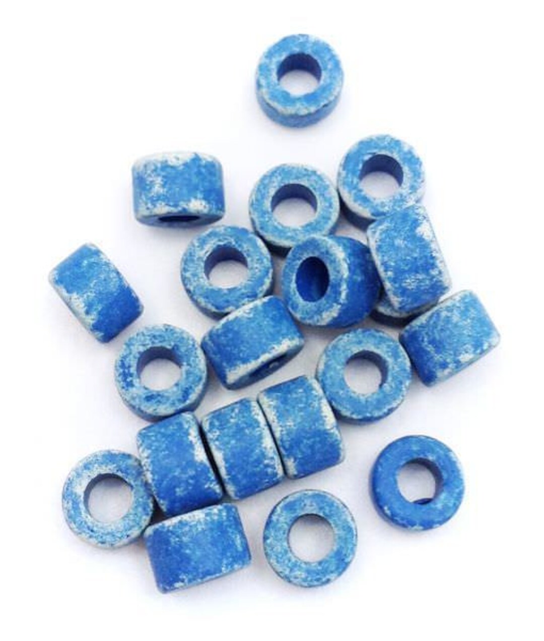 Ceramic Beads Ceramic Cylinder Light Blue Spotted 6 Mm 20 Pieces ...