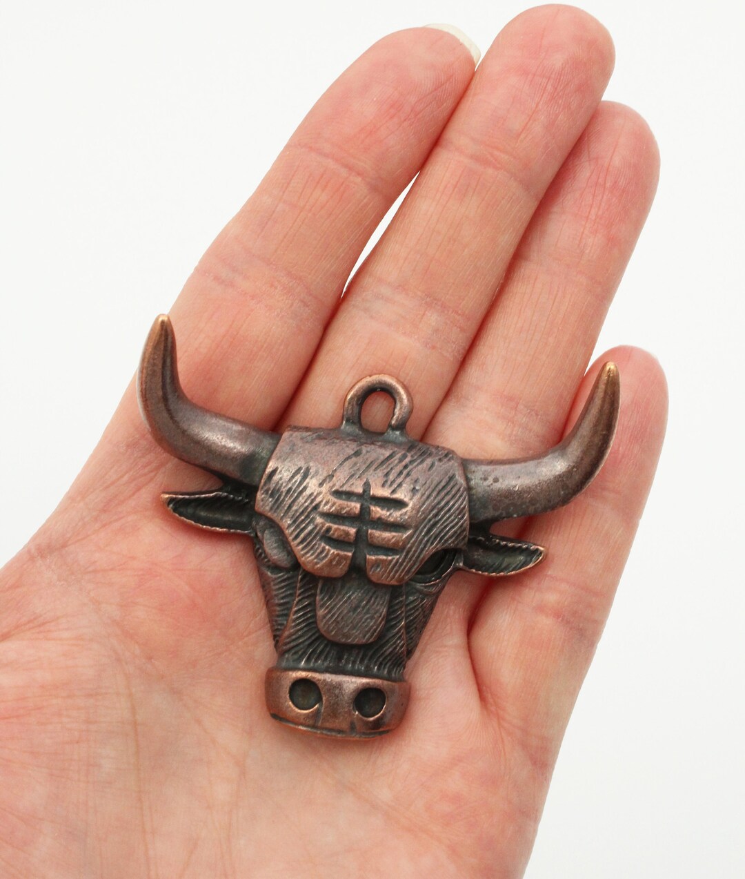Bull Pendant Copper 46 Mm 1 Piece Metal Pendant Bull Copper Pendant for ...