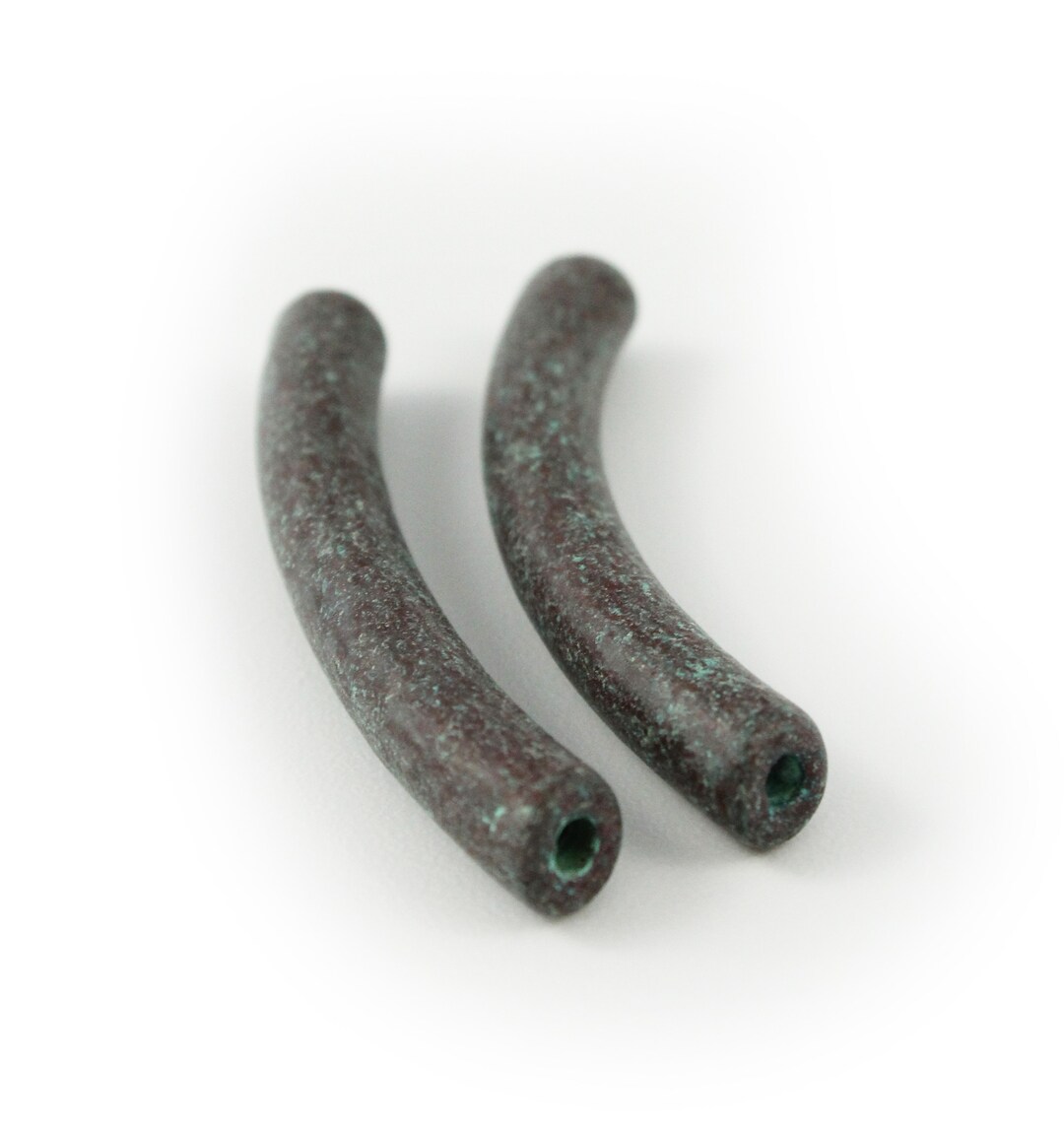 Ceramic Tubes 50 Mm Green Patina 2 Pieces Long Ceramic Beads Curved ...