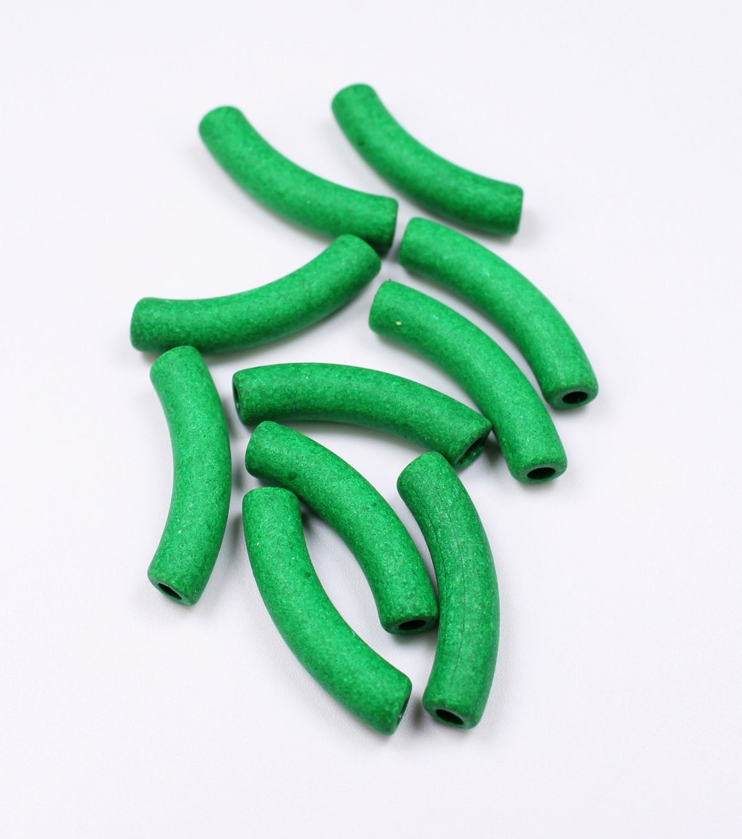 Ceramic Tubes Ceramic Tubes Green 28 Mm 10 Pieces Bent Ceramic Beads ...