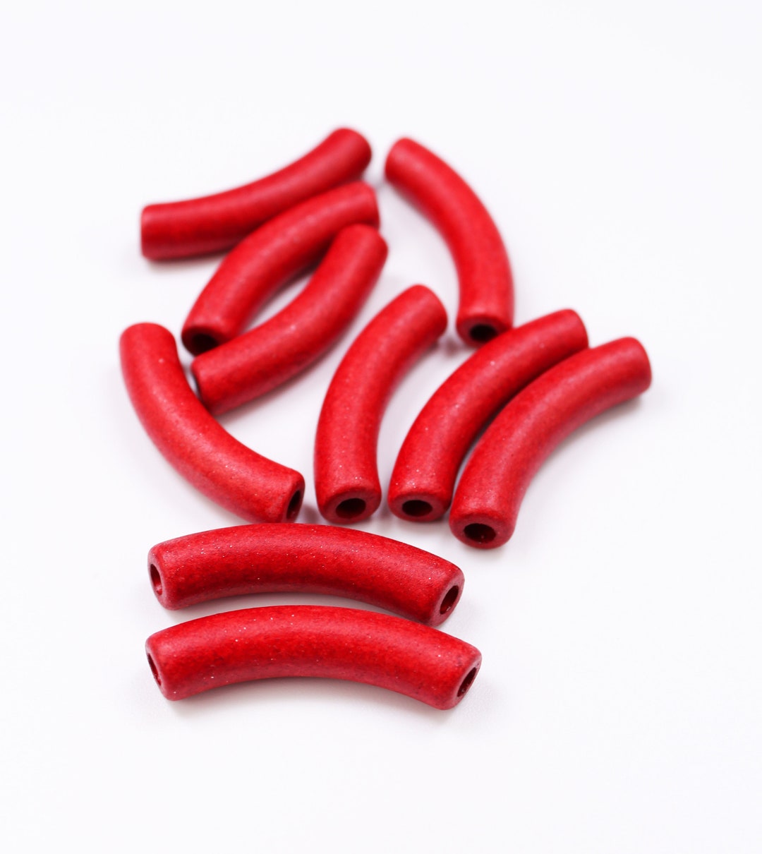 Ceramic Tubes Ceramic Tubes Red 28 Mm 10 Pieces Curved Ceramic Beads ...