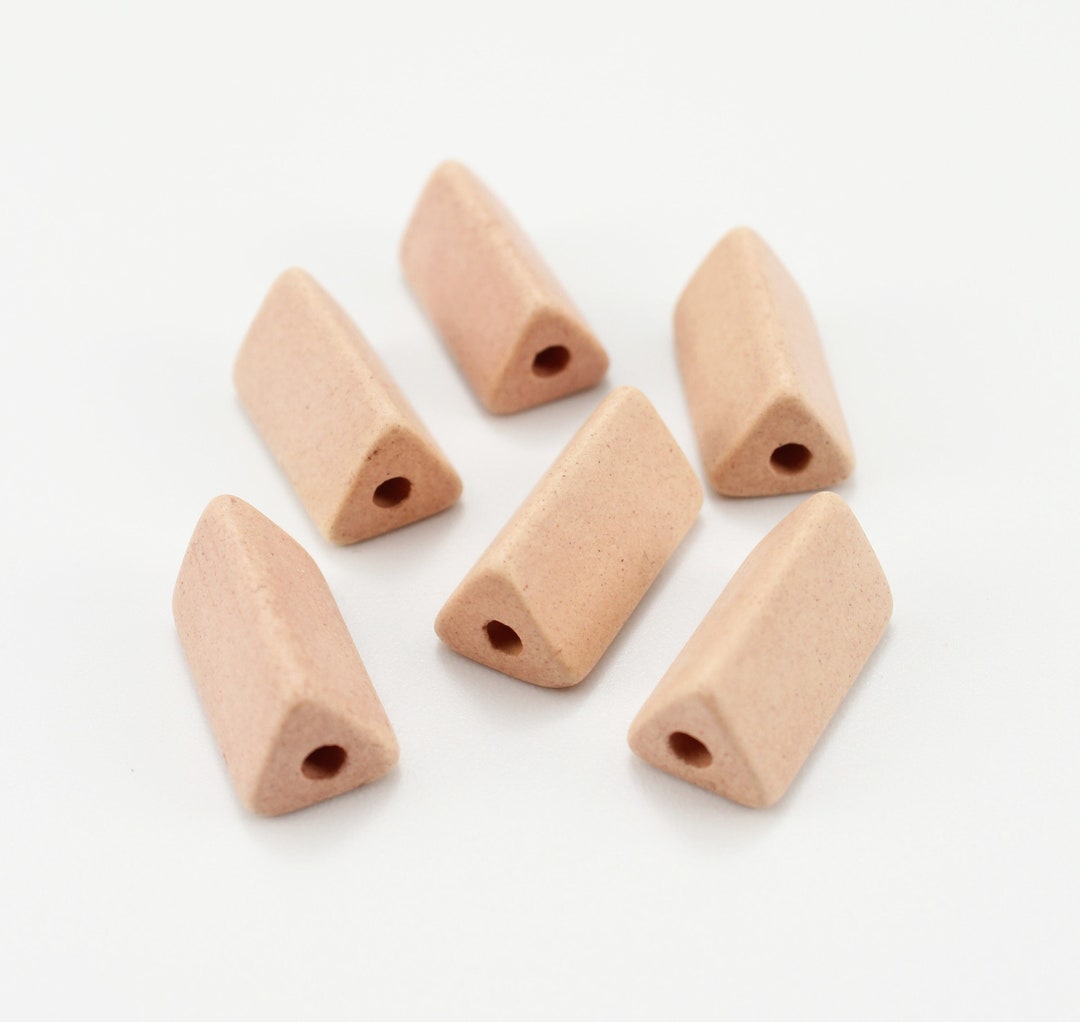 Ceramic Tubes Antique Pink 20 Mm 6 Pieces Triangle Pink Ceramic Beads ...