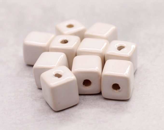 Ceramic Cubes White Enamel 10 Mm 10 Pieces of Ceramic Beads - Etsy