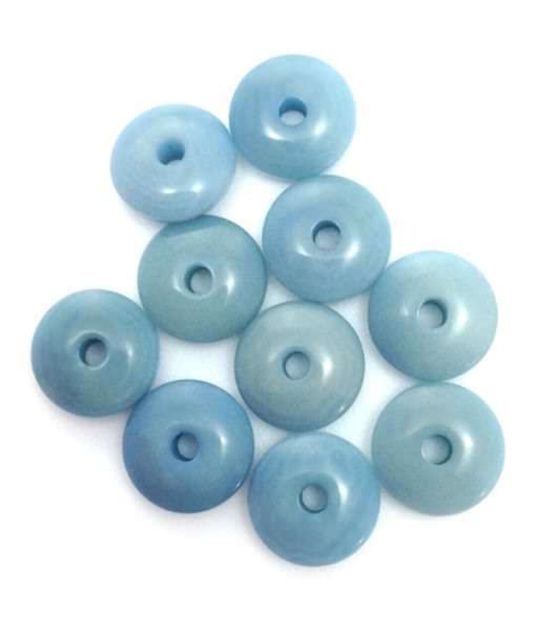 Tagua Lentils, Sky Blue, 8 Mm, 10 Pieces, Tagua Beads, Tagua, Ring ...