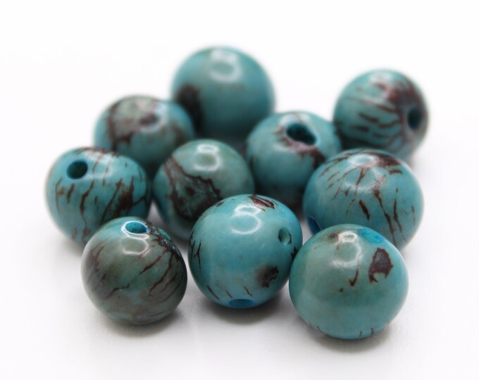 Acai Beads 8 Mm Turquoise 10 Pieces Round Natural Pearl Seeds With ...