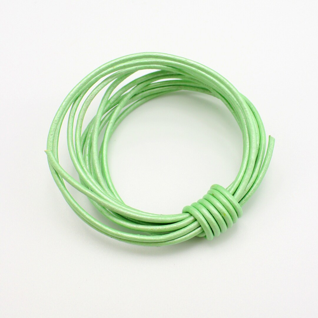 Leather Cord 2 Mm Light Green Metallic 2 M Round Green Shiny - Etsy