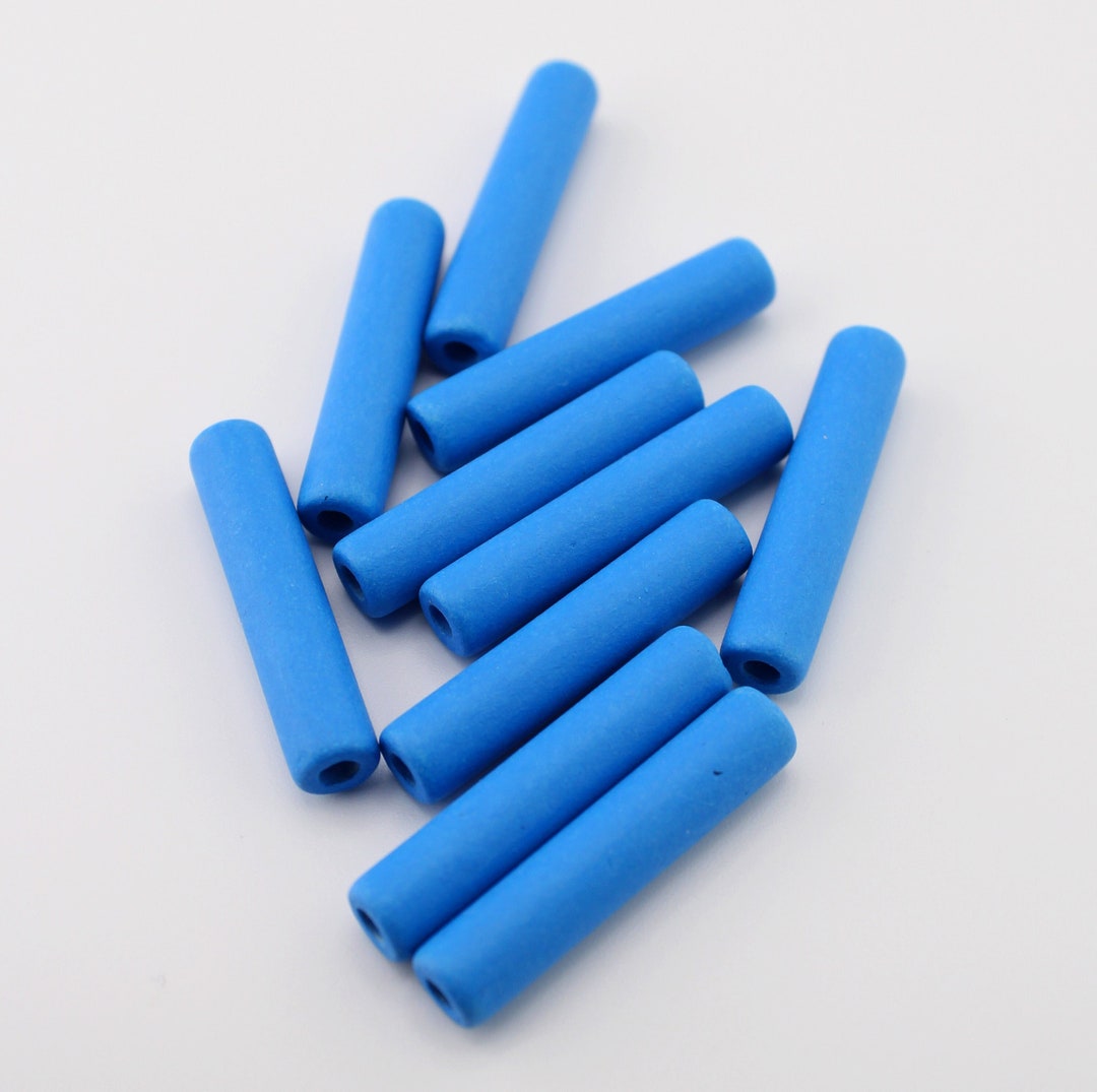 Ceramic Tubes Turquoise Matt 30 Mm 10 Pieces Greek Ceramic Beads Long ...